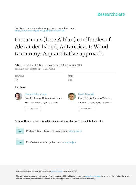 (PDF) Cretaceous (Late Albian) coniferales of Alexander Island ...