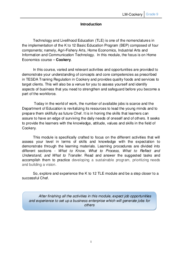 (PDF) LM-Cookery Grade 9