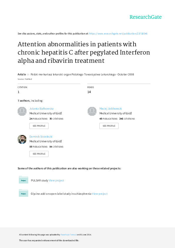 (PDF) [Attention abnormalities in patients with chronic hepatitis C ...
