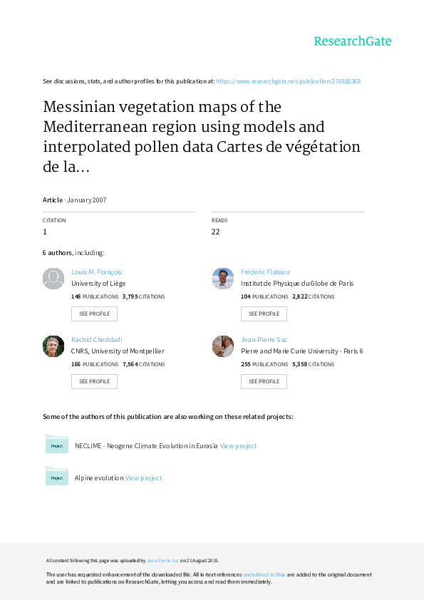 (PDF) Messinian vegetation maps of the Mediterranean region using ...