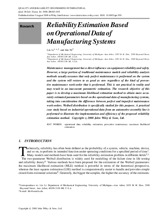 (PDF) Complex system reliability estimation methodology in the absence of failure data