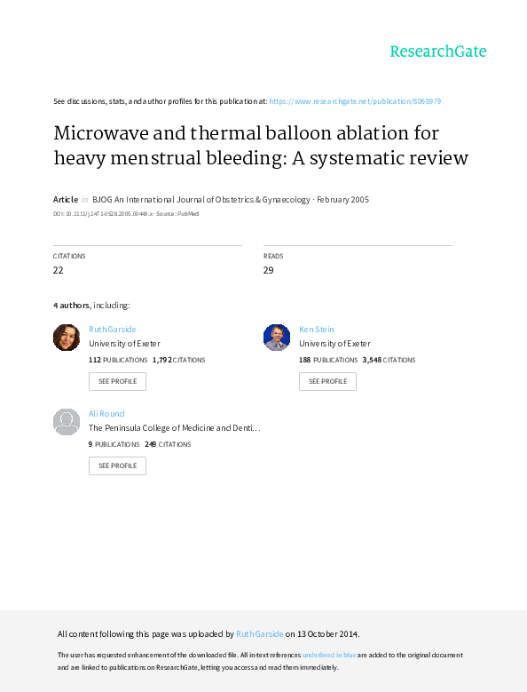 (PDF) Microwave and thermal balloon ablation for heavy menstrual ...
