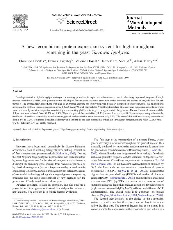 (PDF) A new recombinant protein expression system for high-throughput ...