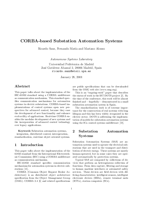 (PDF) CORBA-based substation automation systems