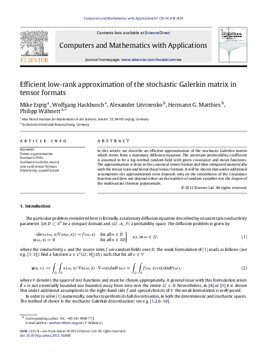 (PDF) Computers and Mathematics with Applications Efficient low-rank approximation of the ...