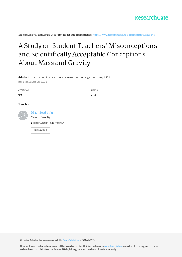 (PDF) A study on student teachers' misconceptions and scientifically ...