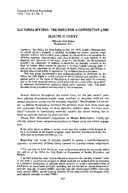 (PDF) Cultural myopia: The need for a corrective lens