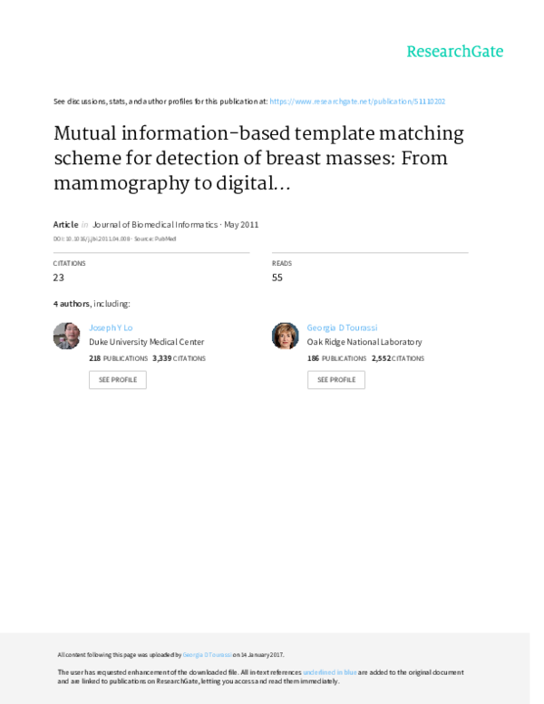 (PDF) Mutual information-based template matching scheme for detection ...