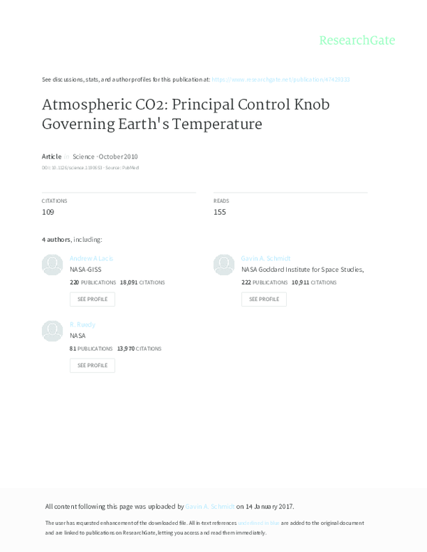 (PDF) Atmospheric CO2: Principal Control Knob Governing Earth's Temperature