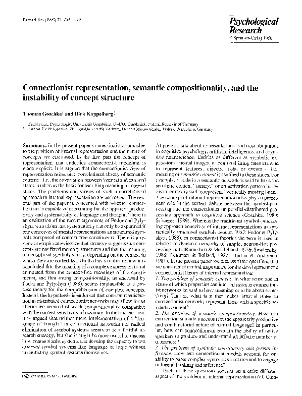 (PDF) Connectionist representation, semantic compositionality, and the instability of concept ...