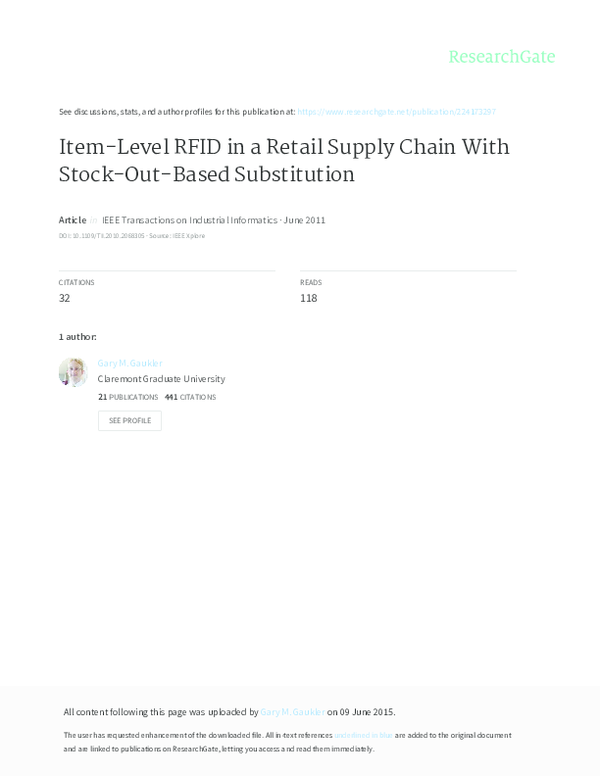 (PDF) Item-Level RFID in a Retail Supply Chain With Stock-Out-Based ...