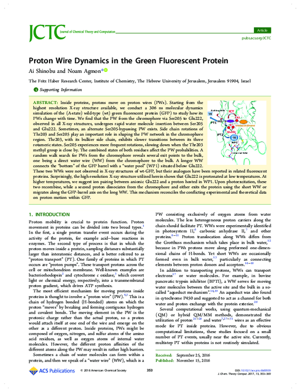 (PDF) Proton Wire Dynamics in the Green Fluorescent Protein