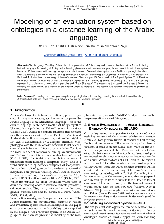 (PDF) Modeling of an evaluation system based on ontologies in a ...