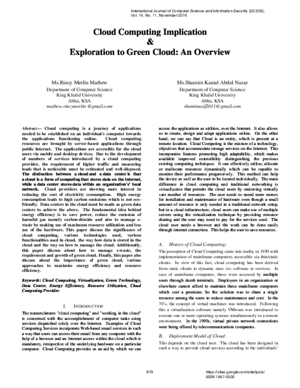 (PDF) Cloud Computing Implication & Exploration to Green Cloud: An ...