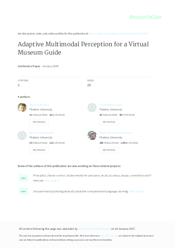 (PDF) Adaptive Multimodal Perception for a Virtual Museum Guide