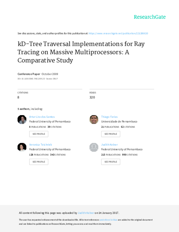 Pdf Kd Tree Traversal Implementations For Ray Tracing On Massive Multiprocessors A