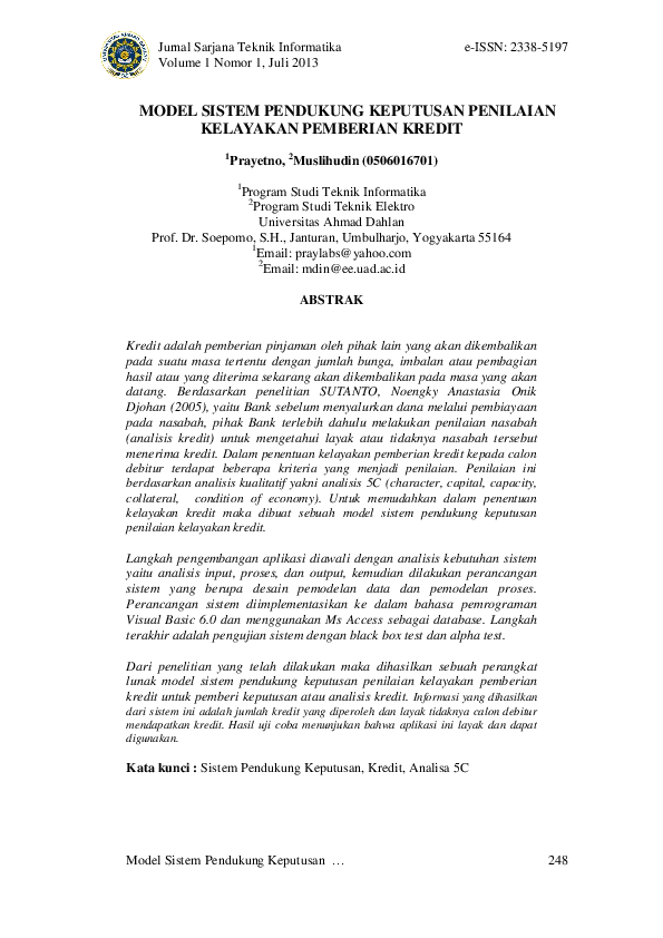 (PDF) Model Sistem Pendukung Keputusan … 248