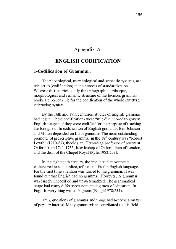 (DOC) Appendix-A- ENGLISH CODIFICATION 1-Codification of Grammar