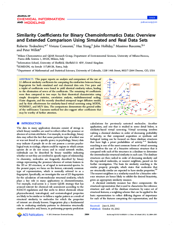(PDF) Similarity Coefficients for Binary Chemoinformatics Data ...