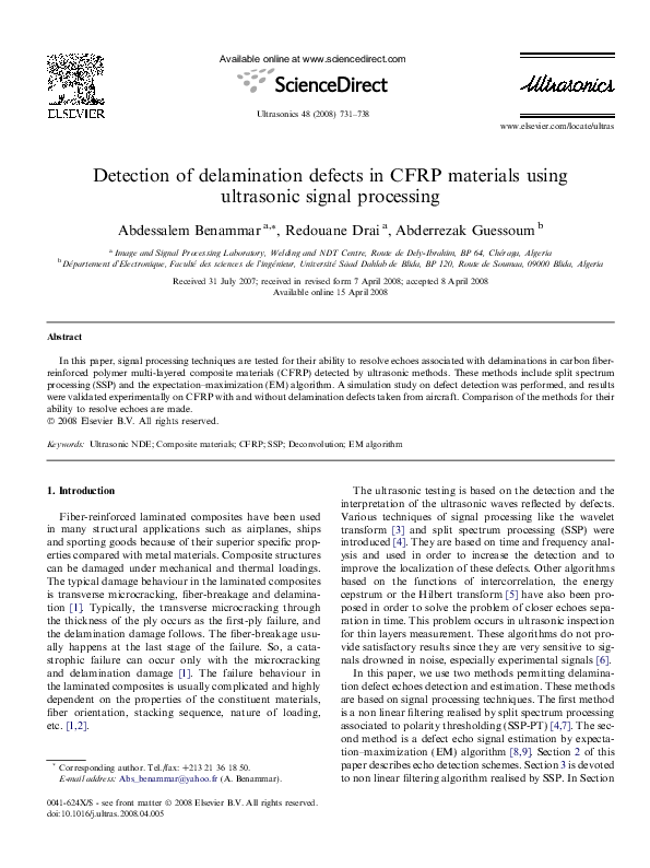 Pdf Detection Of Delamination Defects In Cfrp Materials Using