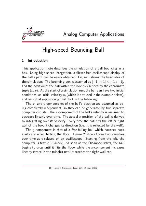 (PDF) Analog Computer Applications: High-speed Bouncing Ball
