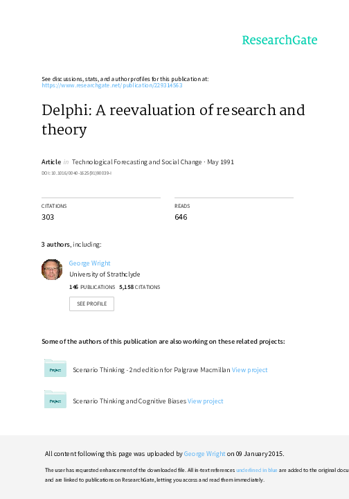 (PDF) Delphi: A reevaluation of research and theory