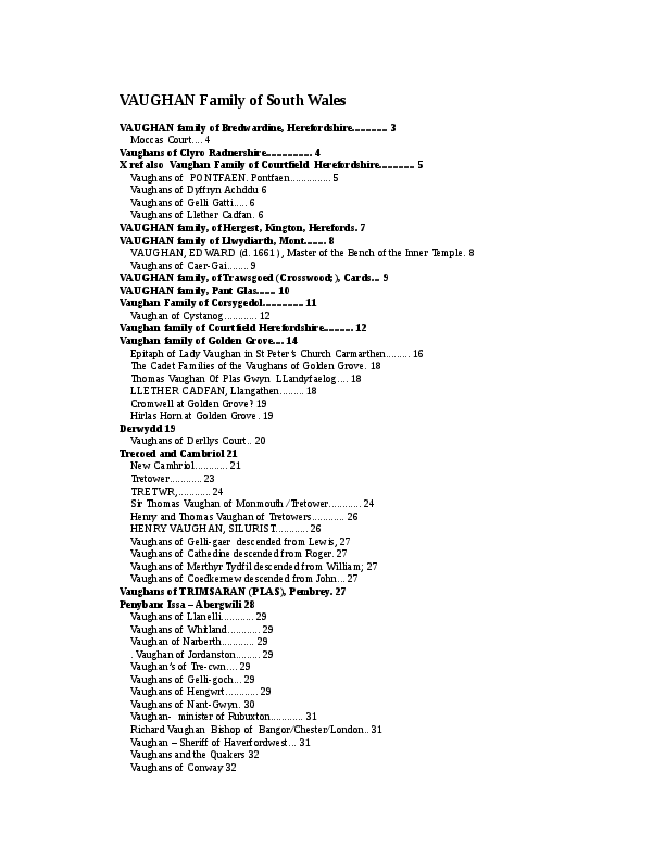 (PDF) VAUGHAN Family of South Wales