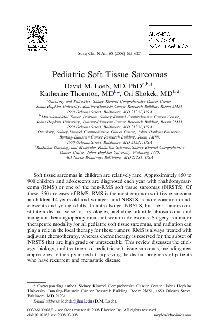 (PDF) Pediatric soft tissue sarcomas