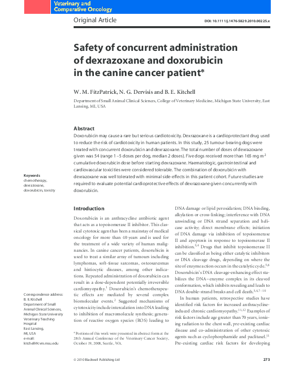 (PDF) Safety of concurrent administration of dexrazoxane and ...