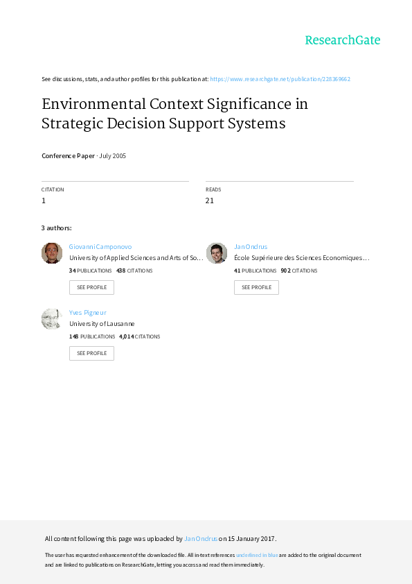 (PDF) Environmental Context Significance in Strategic Decision Support