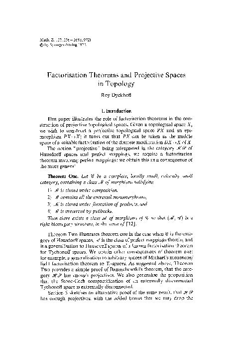(PDF) Factorisation theorems and projective spaces in topology