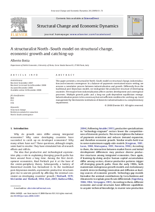 (PDF) A structuralist North-South model on structural change, economic ...