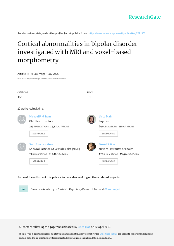 (PDF) Cortical abnormalities in bipolar disorder investigated with MRI ...