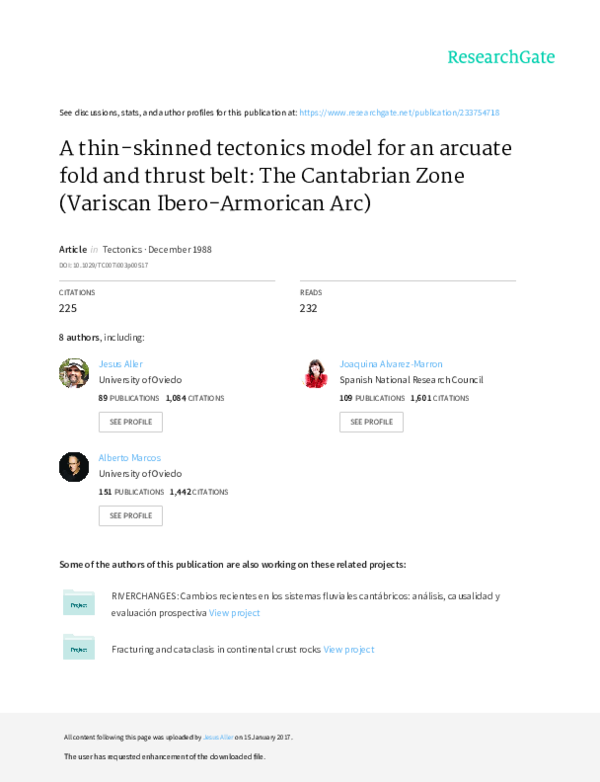 (PDF) A thin-skinned tectonics model for an arcuate fold and thrust ...