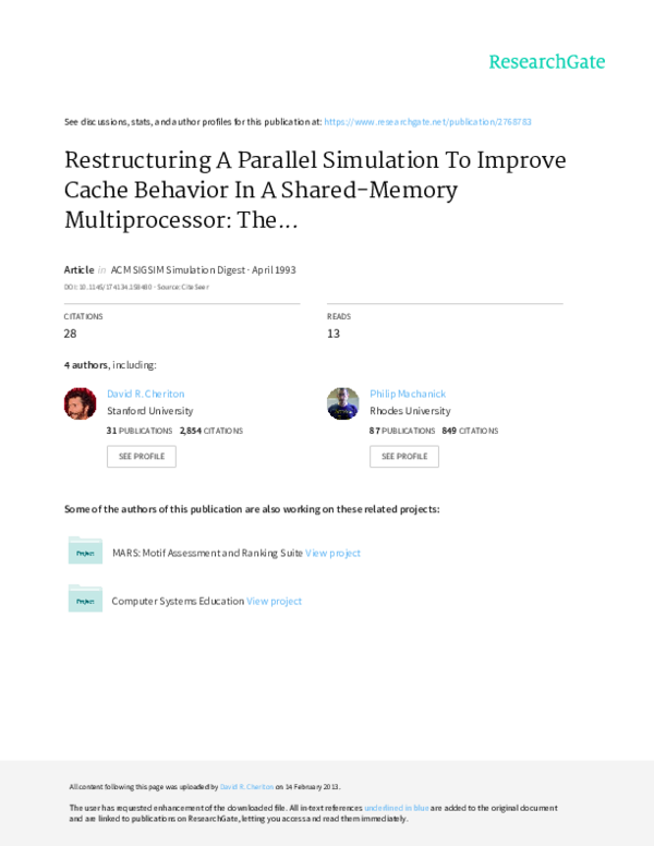 (PDF) Restructuring a parallel simulation to improve cache behavior in a shared-memory ...
