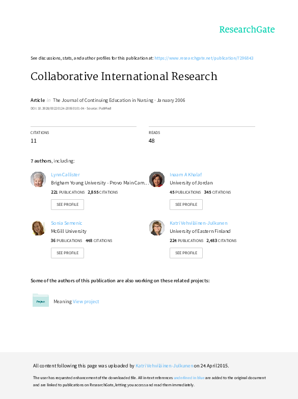 (PDF) Collaborative international research.