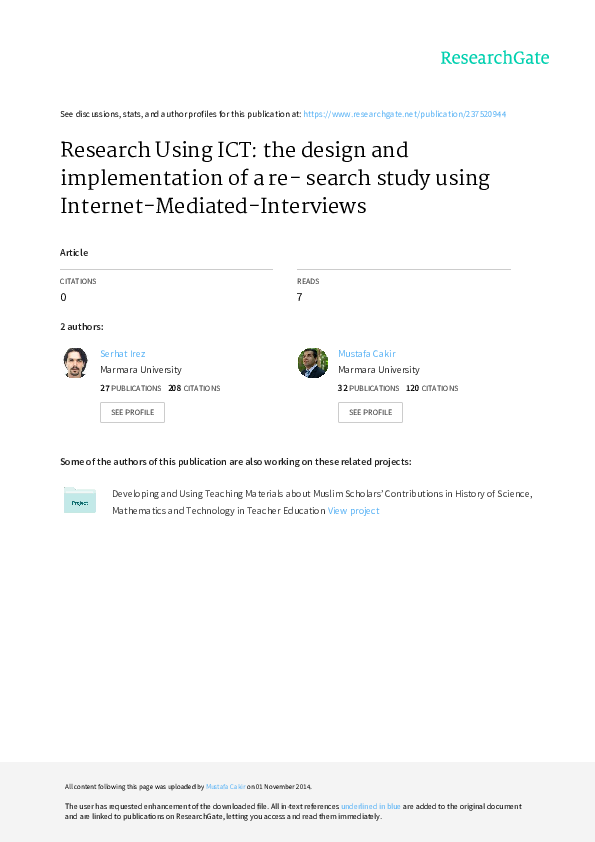 (PDF) Research Using ICT: the design and implementation of a re-search ...