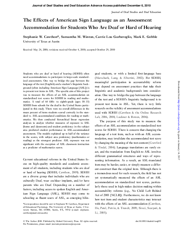 american sign language assessment
