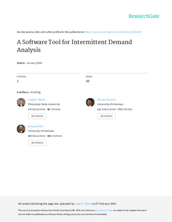 (PDF) A Software Tool for Intermittent Demand Analysis