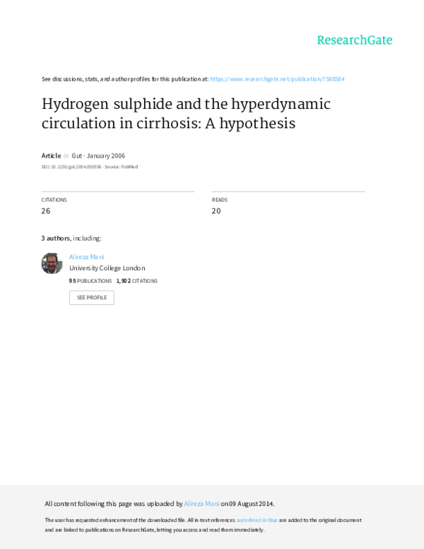 (PDF) Hydrogen sulphide and the hyperdynamic circulation in cirrhosis ...