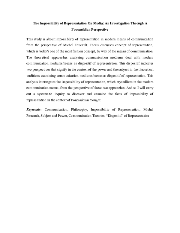 (DOC) The Impossibility of Representation on Media: An Investigation ...