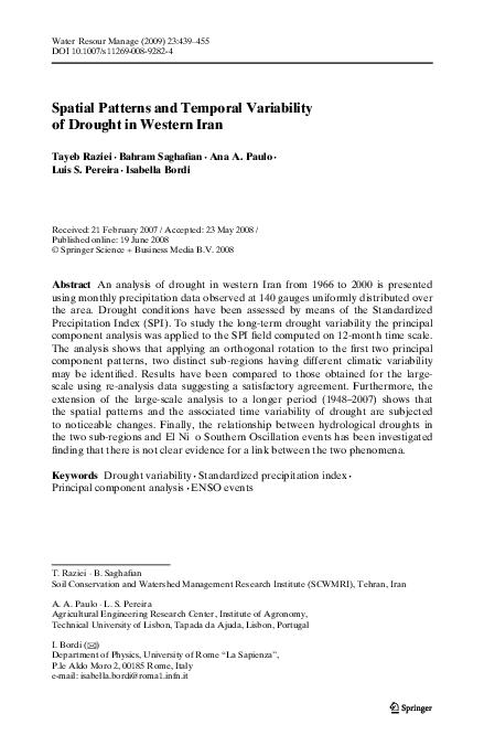 Pdf Spatial Patterns And Temporal Variability Of Drought In Western Iran