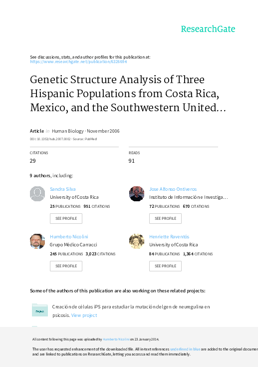 (PDF) Genetic structure analysis of three Hispanic populations from ...