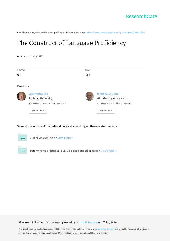 (PDF) The Construct of Language Proficiency.