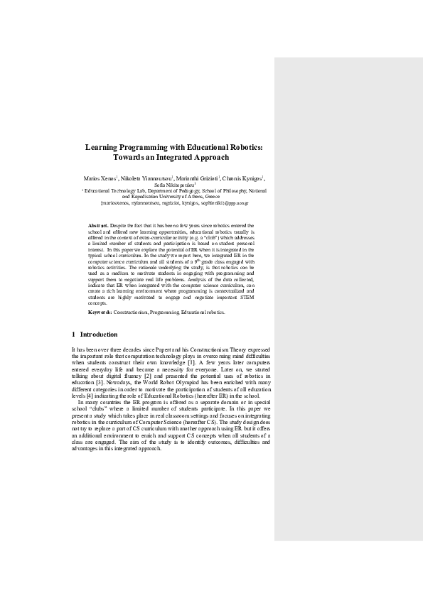 (PDF) Learning Programming with Educational Robotics: Towards an ...