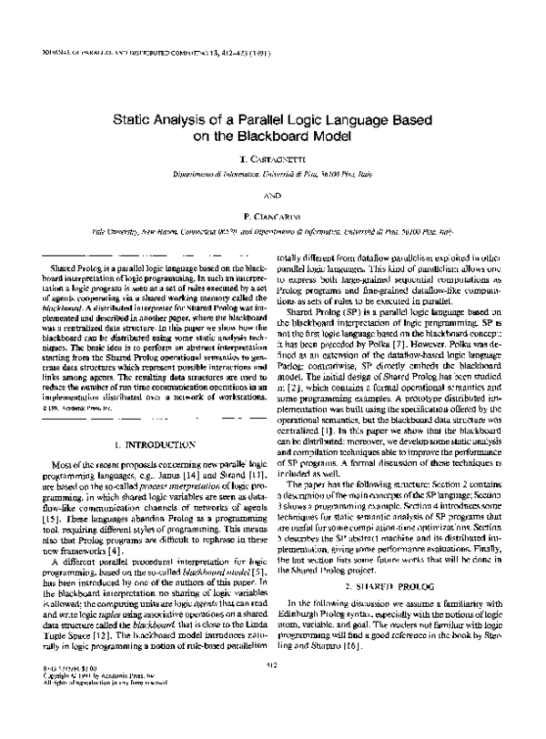 (PDF) Static analysis of a parallel logic language based on the ...