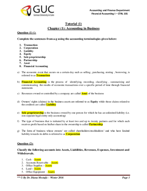 (PDF) Tutorial (1) - MA | Amr Mohamed - Academia.edu