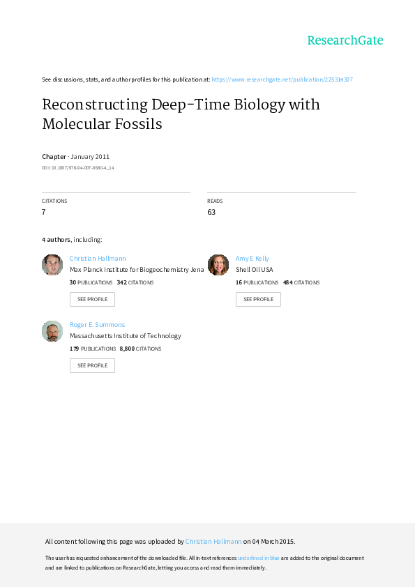 (PDF) Reconstructing Deep-Time Biology with Molecular Fossils