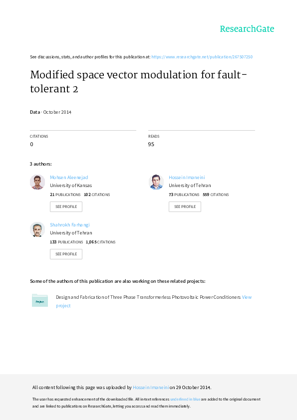 Pdf Modified Space Vector Modulation For Fault Tolerant Operation Of Multilevel Cascaded H