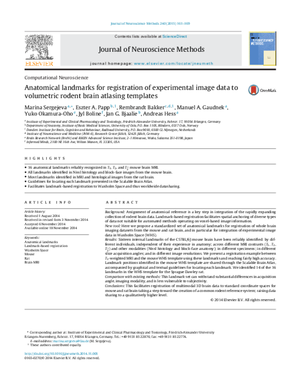 (PDF) Anatomical landmarks for registration of experimental image data ...